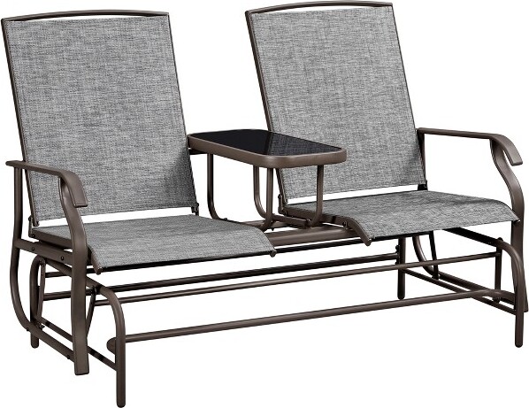 Yaheetech 2-Seater Glider Bench w/Table for Outdoor, Glider Rocker for ...