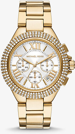 Michael Kors Oversized Camille PavÃ© Gold-Tone Watch - ShopStyle