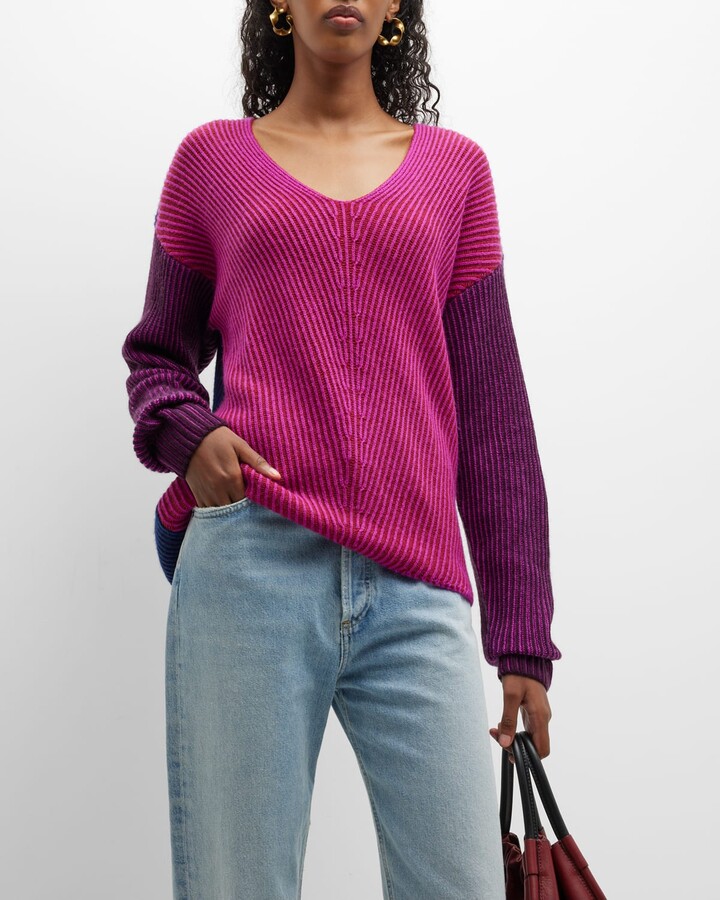 Naadam Rib-Knit Colorblock Cashmere-Blend Sweater - ShopStyle