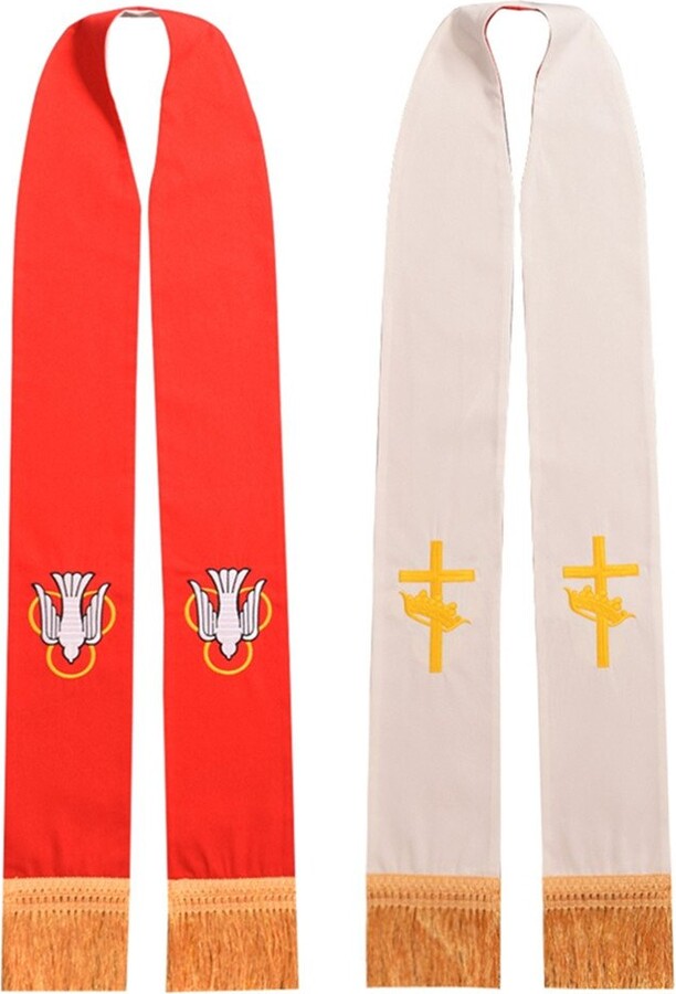 BLESSUME Church Pastor Reversible Stole with Tassels (Red & White ...