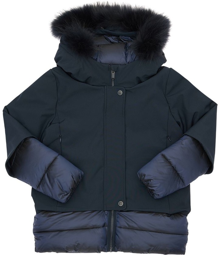Bomboogie Hooded Stretch Nylon Jacket W/fur - ShopStyle Girls' Outerwear