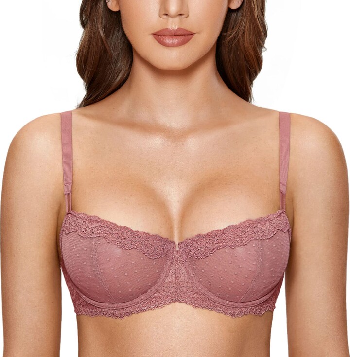 Dobreva Womens Sexy Lace Unlined Underwire Balconette See Through