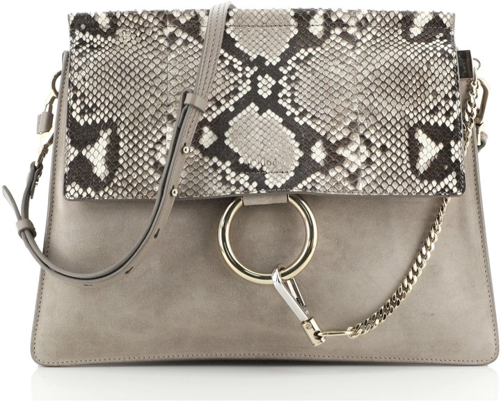 Chloé Faye Shoulder Bag Python and Suede Medium - ShopStyle