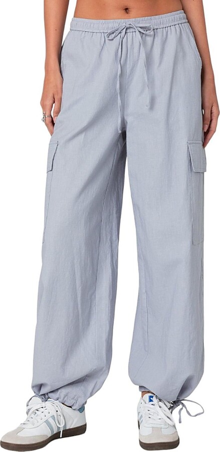 Female Edikted Phoenix Linen Look Cargo Pants - ShopStyle Casual Trousers