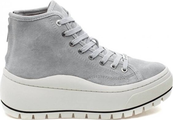 J/Slides Women's Gracie Platform Sneaker In Light Grey Suede - ShopStyle