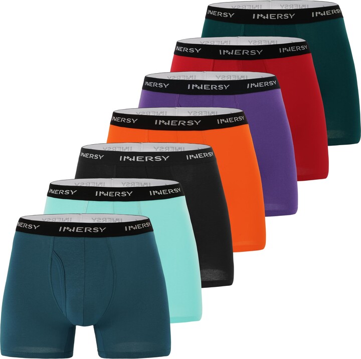 INNERSY Mens Underwear Trunks Cotton Boxer Briefs Long Underpants with ...