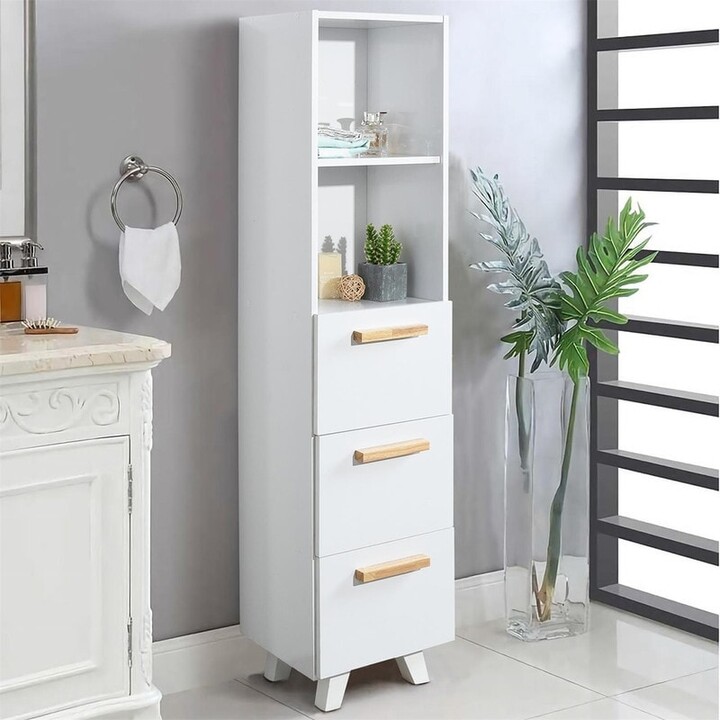 Tiramisubest Tall Cabinet Wooden Floor Cabinet with Shelves & Drawer ...