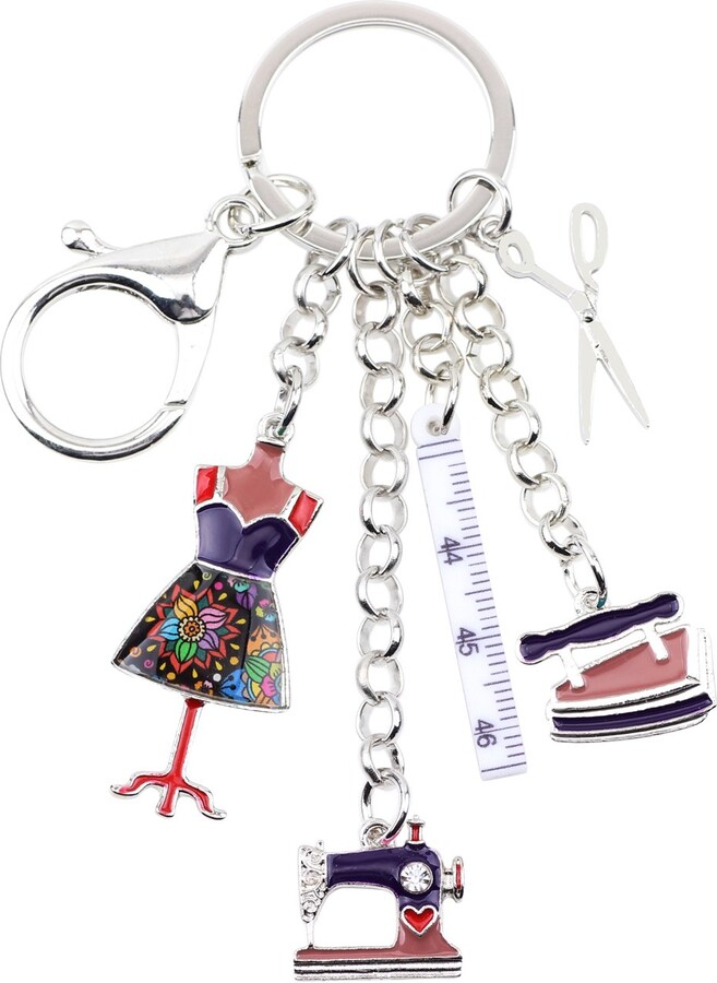 DOWAY Cute Enamel Sewing Machine Keychain Key Chains Ring for Women ...