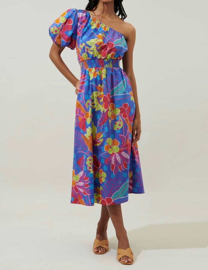 Sugar Lips Bold Attempt One Shoulder Midi Dress In Multi - ShopStyle