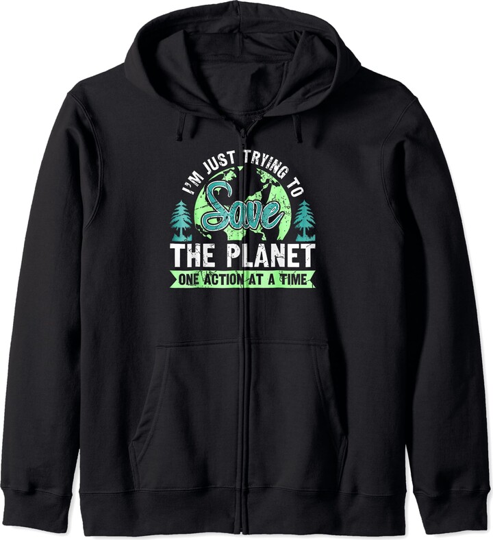 Eco Conscious Millennial Earth Day Meme Quote Zip Hoodie - ShopStyle