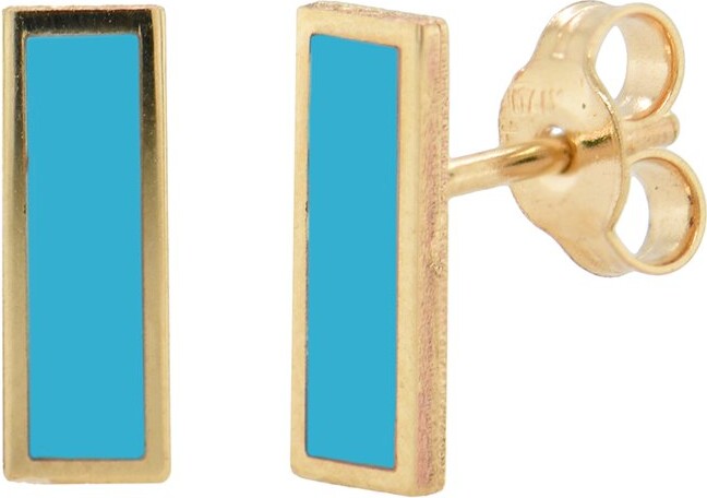 Sabrina Designs 14K Turquoise Bar Studs - ShopStyle Earrings