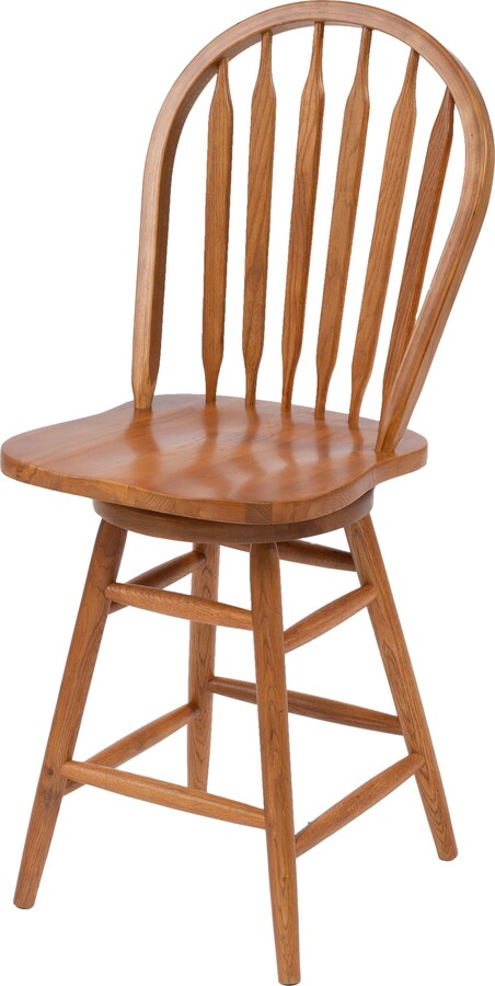 Solid Medium Oak Windsor Back Swivel Counter Height Bar Stool - ShopStyle