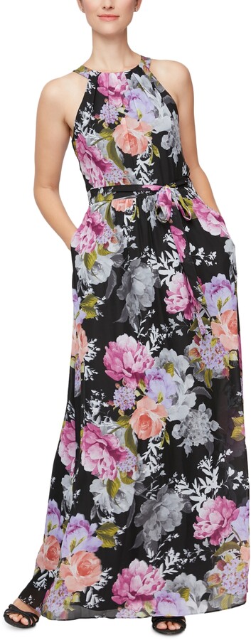 SL Fashions Women's Belted Halter Maxi Dress - ShopStyle