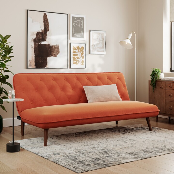 Dunelm Rosie Buttoned Velvet Double Sofa Bed Ginger - ShopStyle