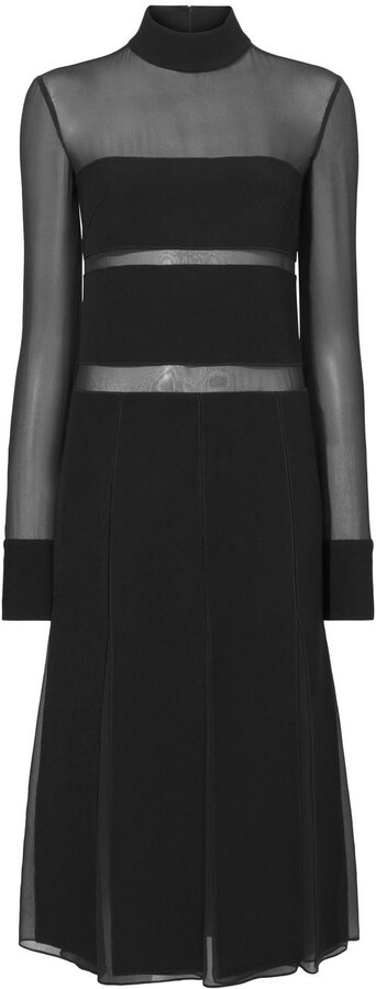 Proenza Schouler Sheer-Panel Pleated-Skirt Midi Dress - ShopStyle
