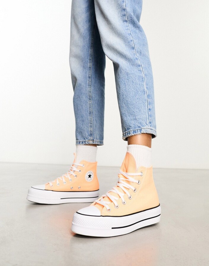 Converse Chuck Taylor All Star Lift platform sneakers in orange - ShopStyle