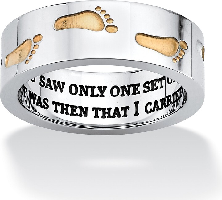 PalmBeach Jewelry "Footprints in the Sand" Two-Tone Ring in Stainless ...