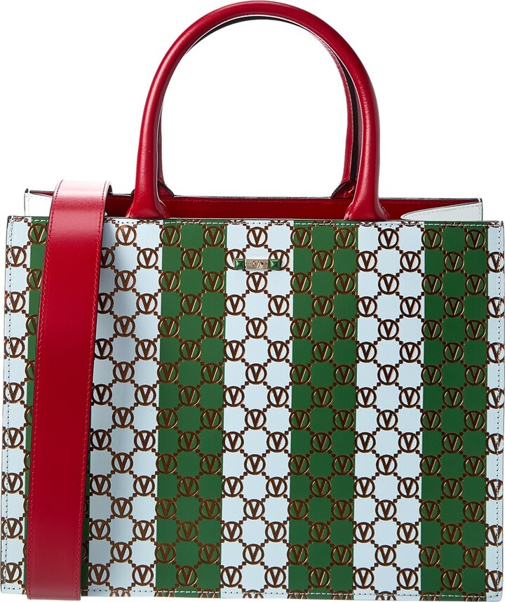 Valentino By Mario Valentino Victoria Monogram Stripes Leather Tote ...