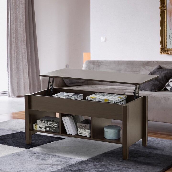 EDWINRAY Modern Lift Top Coffee Table with Inner Storage Space & Open ...