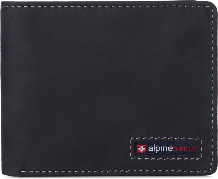 alpine swiss Men’s Spencer RFID Leather Wallet – Bifold with Flip ID ...