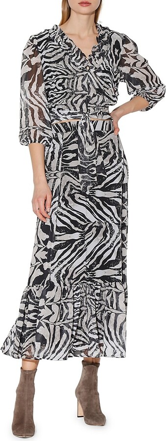 Walter Baker Zebra Batik Hilani Midi Skirt - ShopStyle