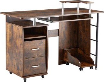 Latitude Run Solid Wood Computer Desk,Office Table With PC Droller ...
