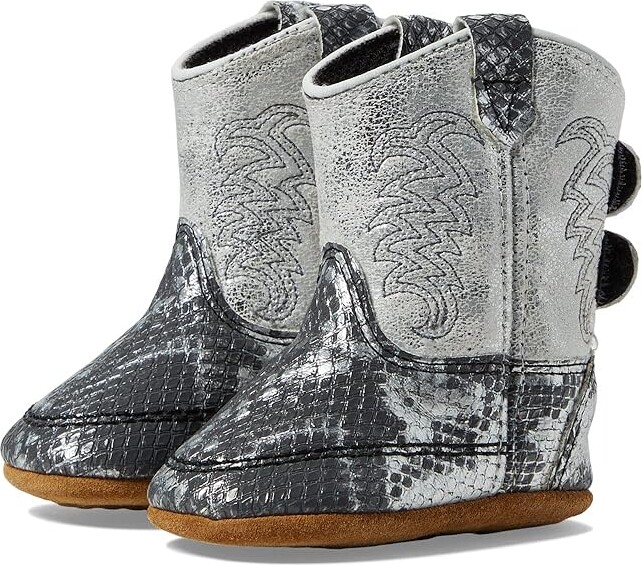 Old West Kids Boots Slither (Infant) (Black Silver Snake Print Foot ...