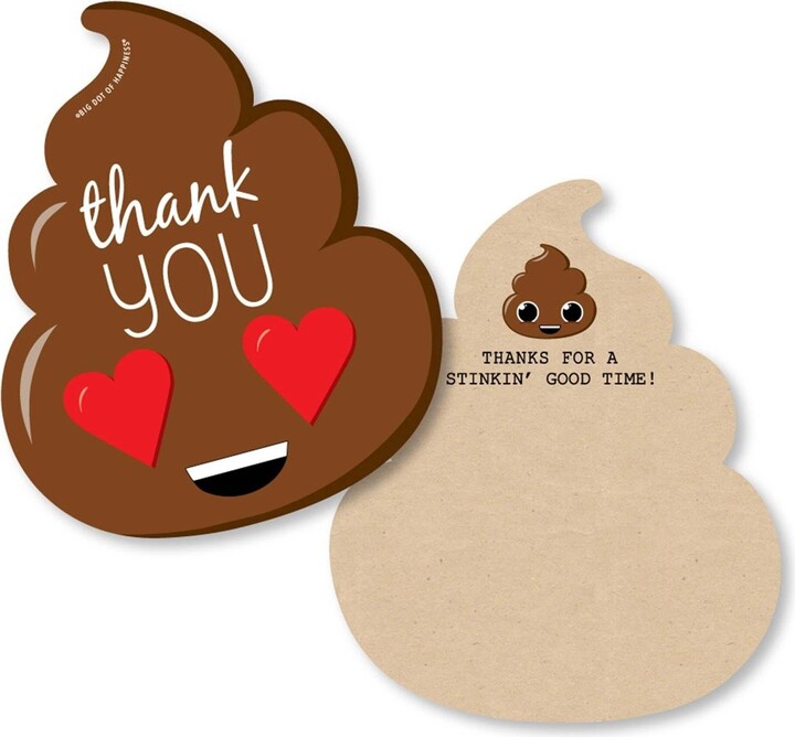 Big Dot of Happiness Party 'Til You're Pooped - Shaped Thank You Cards ...