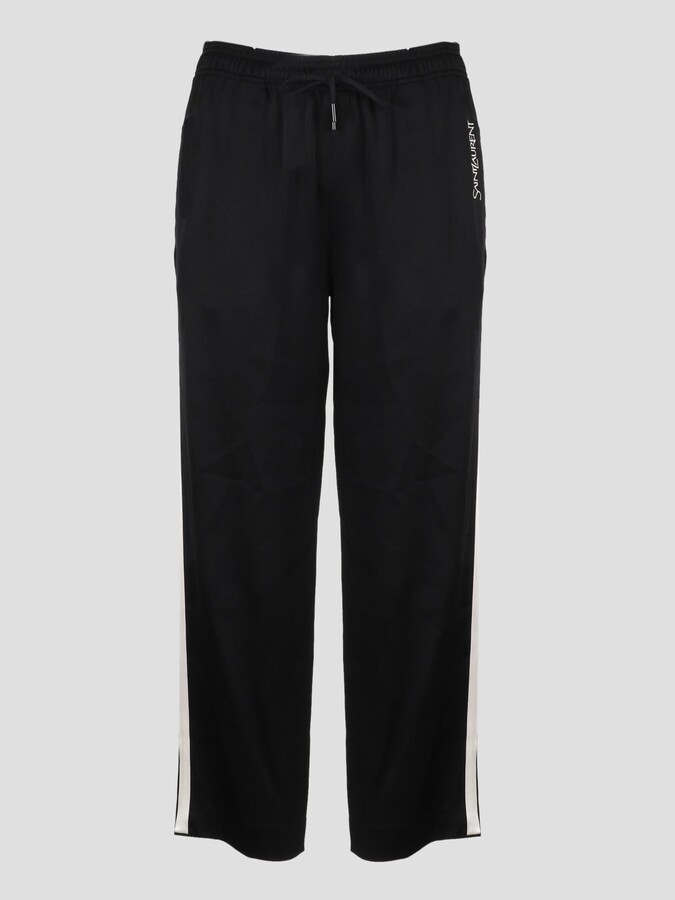 Saint Laurent crepe satin sweatpants with logo embroidered on the front ...