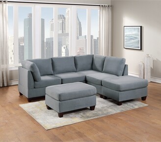 EDWINRAYLLC 6pc Modern Modular Sectional Set L-Sectional Sofa Set with ...