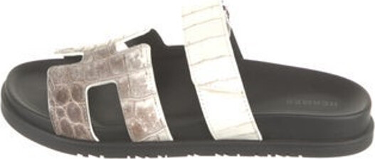 Hermes Chypre Himalaya Crocodile Leather Slides - ShopStyle