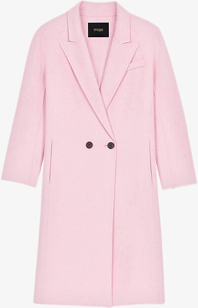 Maje Womens Roses Guirose Double-breasted Peak-lapel Wool-blend Coat ...