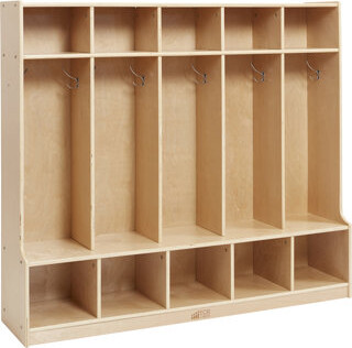 ECR4kids 5-Section Coat Locker with Bench, Classroom Furniture, Natural - ShopStyle Entryway