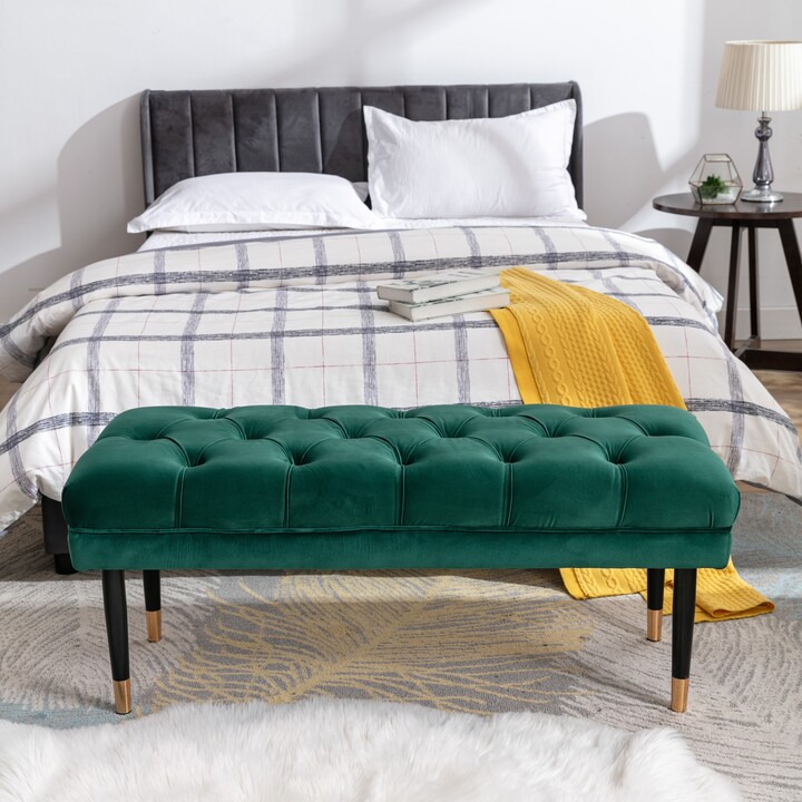 Modern Tufted Bench with Metal Legs - ShopStyle