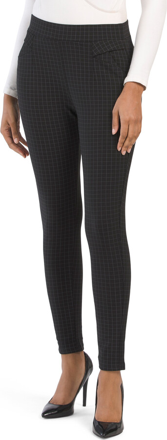 Kay Unger Scuba Slim Window Pane Pants - ShopStyle