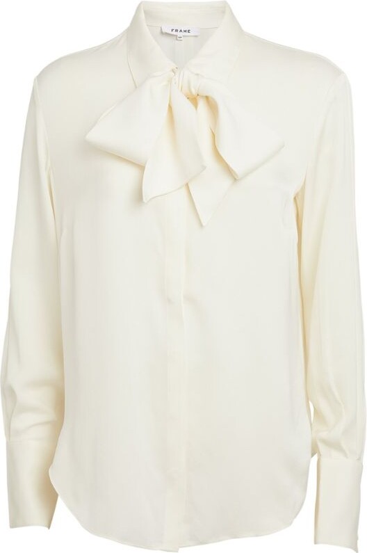 Frame Silk Bow-Tie Blouse - ShopStyle Tops