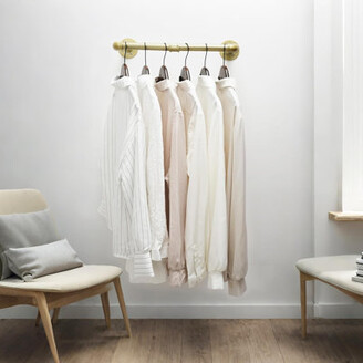 17 Stories Industrial Pipe Clothing Rack,20" Wall Mounted Clothes Rack ...