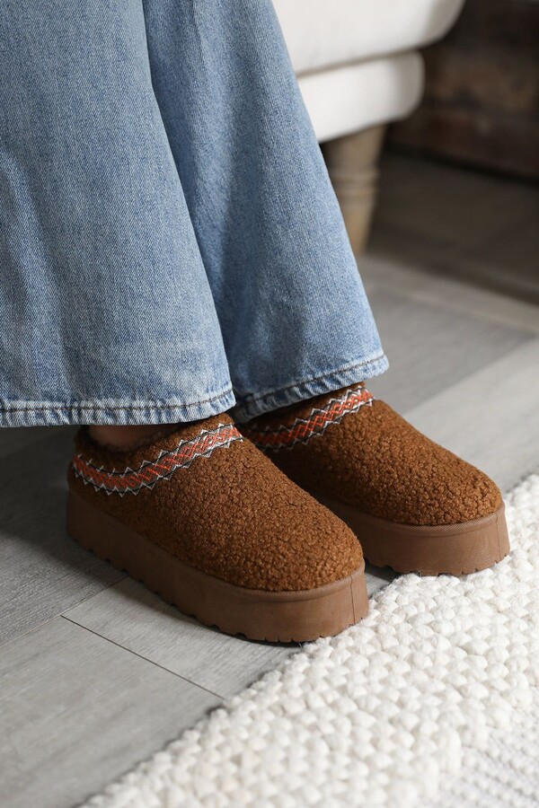 Where's That From 'Coconut' Flatform Aztec Detail Low Ankle Slipper ...