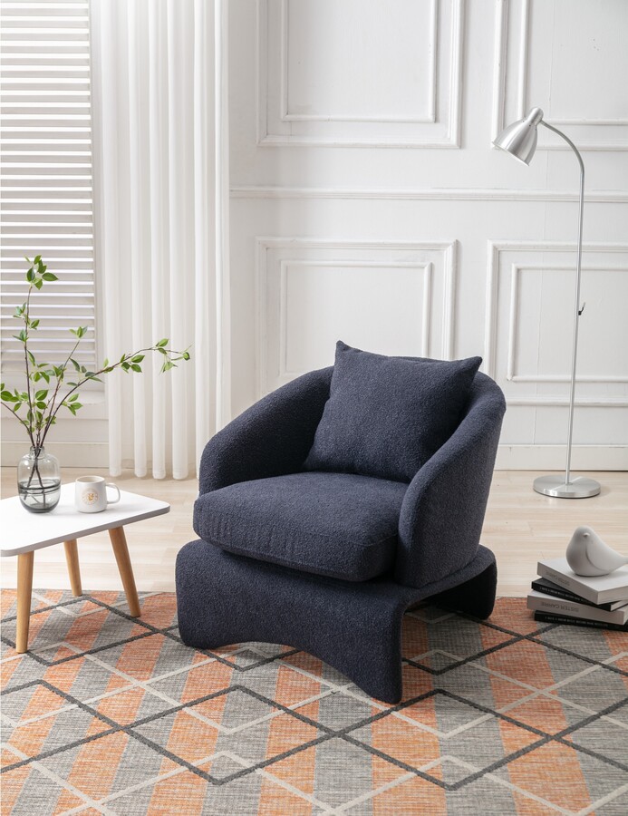 Global Pronex Barrel Chair Polyester Velvet Armchair with Removable ...