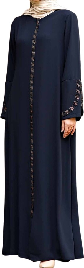 istanbul styles istanbulstyles Women's Abaya Long Sleeve Open Quarry Floor Length Zipper Floor ...