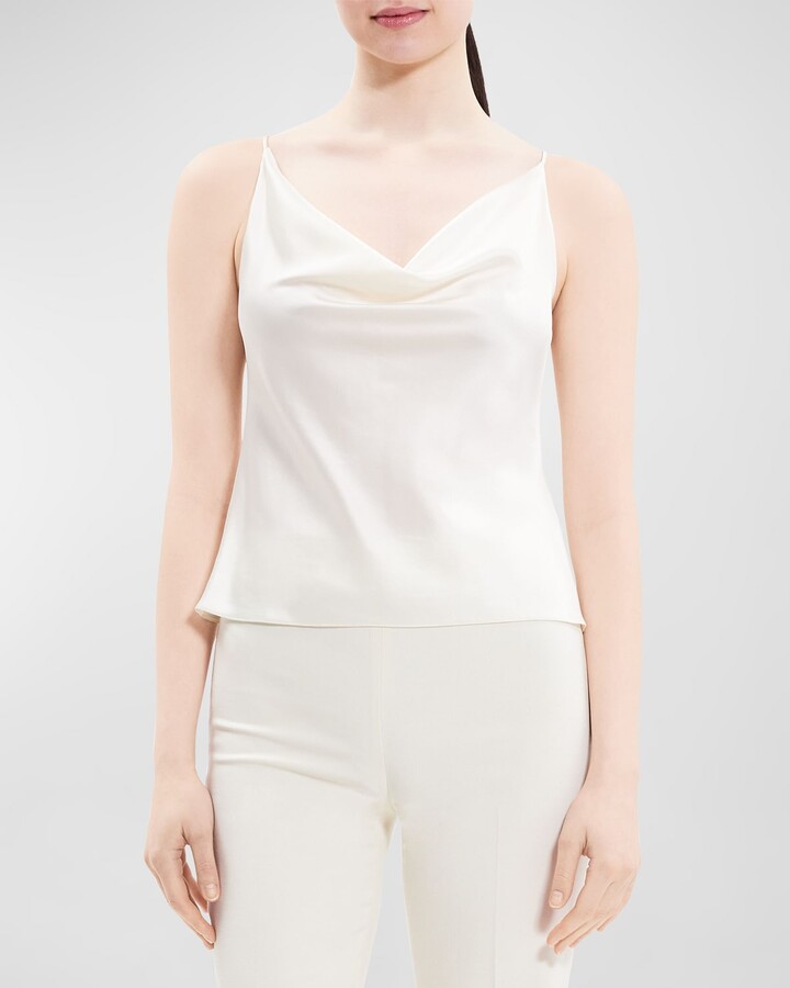Theory Cowl-Neck Satin Cami - ShopStyle Tops