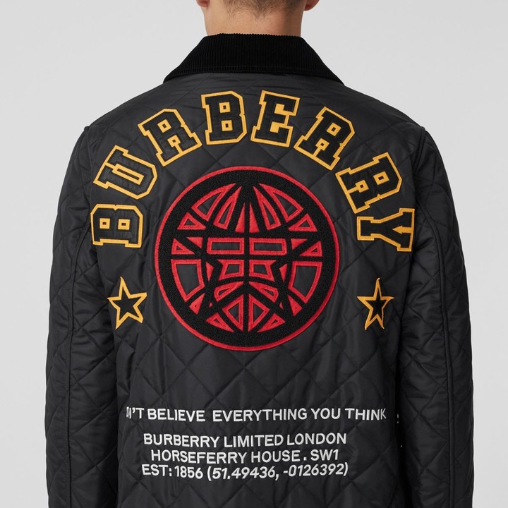 Burberry Varsity Graphic Diamond Quilted Barn Jacket - ShopStyle