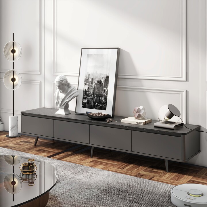 NINEDIN TV Stand Television Stands TV Console Unit with 4 Drawers Media ...