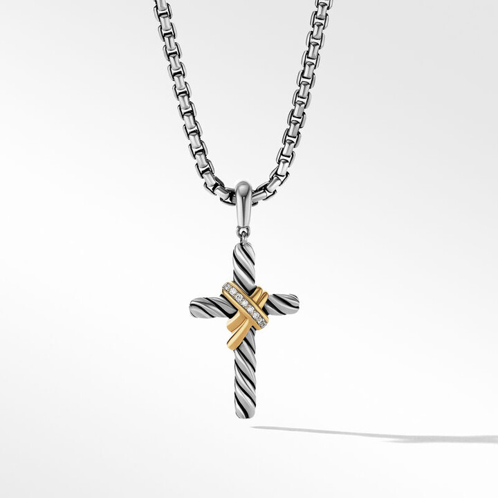 David Yurman X Cross Pendant With 18K Yellow Gold And Pave Diamonds ...