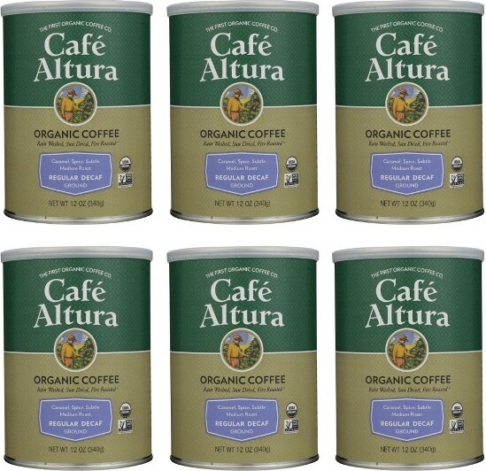 Cafe Altura Organic Regular Roast Ground Coffee Decaf - Case of 6/12 oz ...