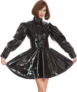 GOceBaby Women Sissy Gothic Punk Black PVC Ball Gown Dress Uniform ...