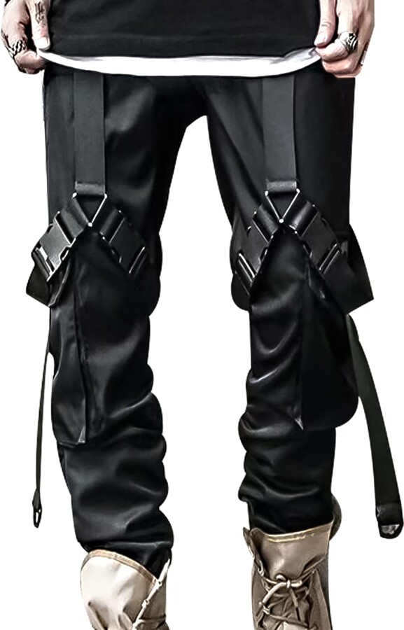AUBIG Mens Cargo Hip Hop Pants Tactical Gothic Street Style Pants ...