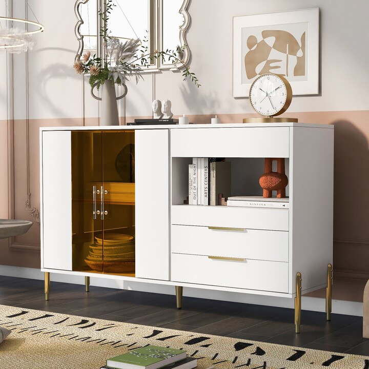 CTEX Storage Cabinets with Acrylic Doors, Light Luxury Modern Storage ...