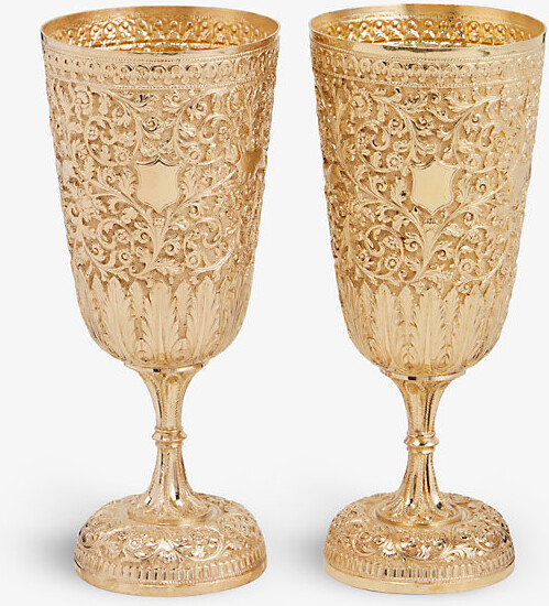 This Old Thing London Silver Pre-loved Embossed Metal Goblets Pack of ...