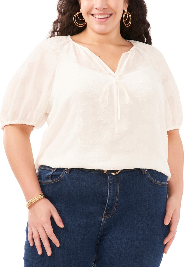 Vince Camuto Plus Size Puff-Sleeve Blouse, Created for Macy's - ShopStyle